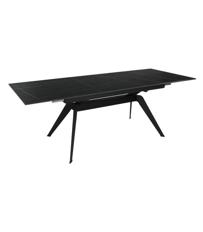 Mesa Rectangular Extensible Lula Cerámica Negra-Dorada | Factormueble
