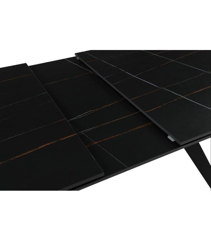 Mesa Rectangular Extensible Lula Cerámica Negra-Dorada | Factormueble