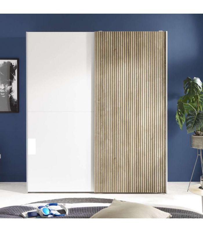 Armario Puertas Correderas Ler Blanco/Roble Alistonado | Factormueble