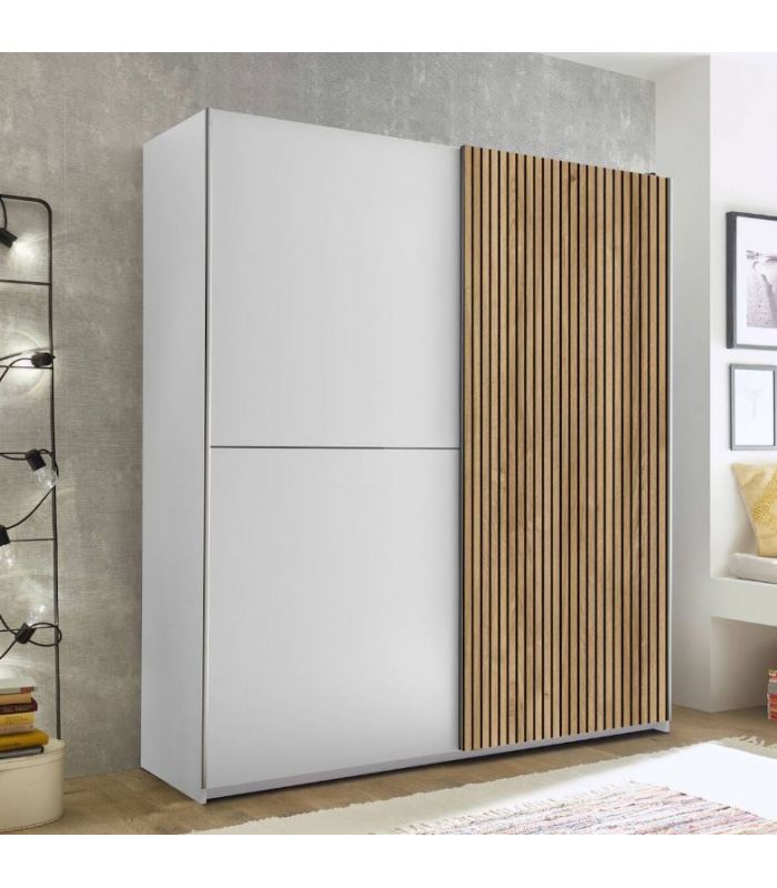 Armario Puertas Correderas Ler Blanco/Roble Alistonado | Factormueble